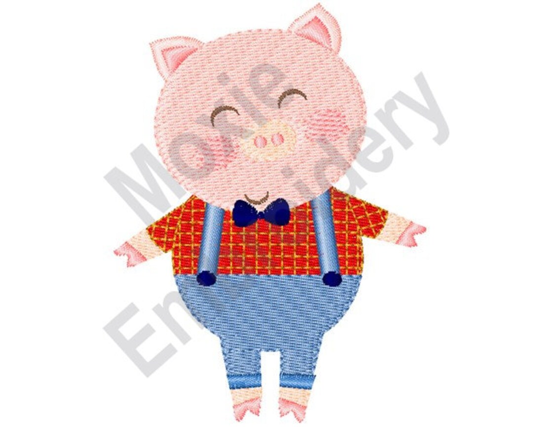 Little Pig Machine Embroidery Design, Dressed up Pig Embroidery Pattern ...