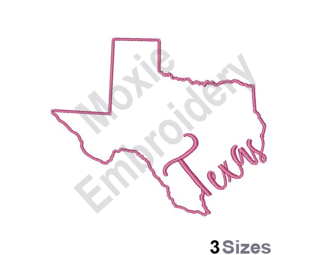 Texas State Map - Machine Embroidery Design, Texas State Map Outline ...