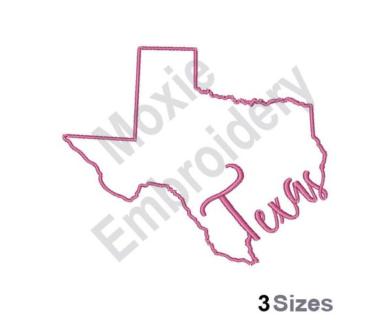 Texas State Map Machine Embroidery Design Texas State Map - Etsy