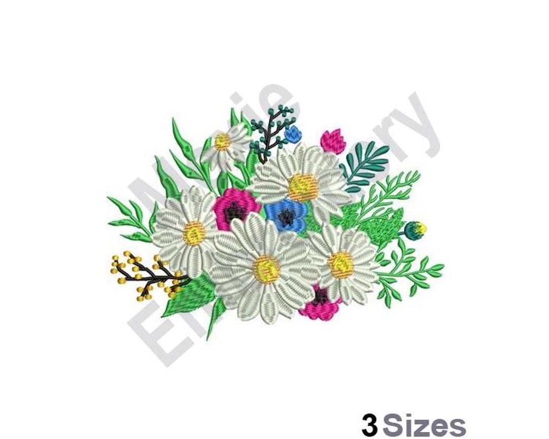Daisy Bouquet - Machine Embroidery Design - 3 Sizes, Flower Arrangement ...