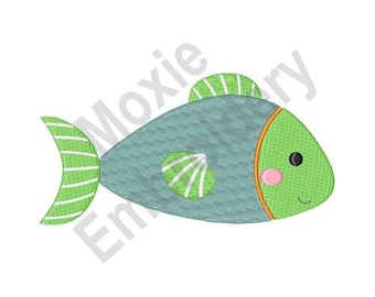 Tropical Fish Machine Embroidery Design, Blue Yellow Fish Embroidery ...