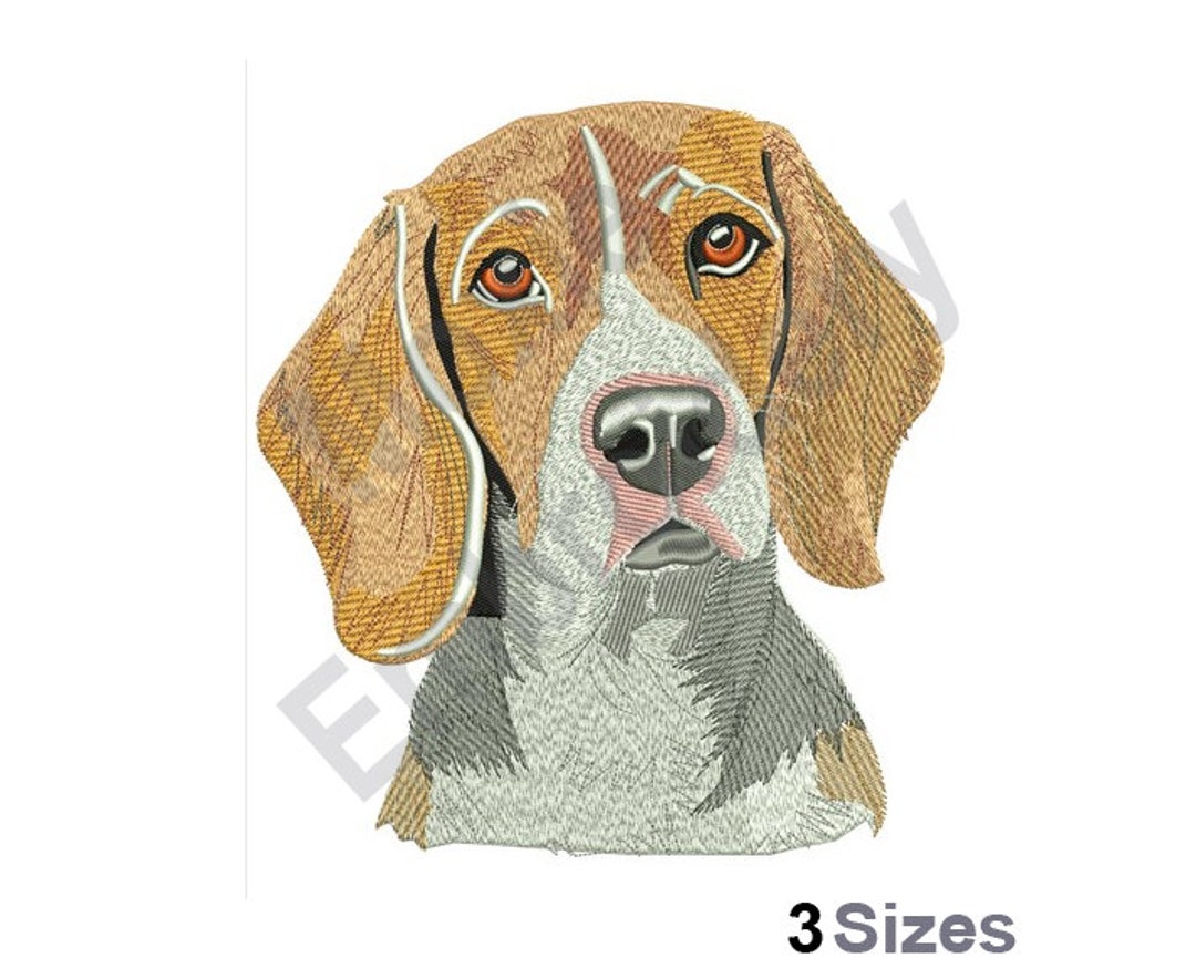Beagle Head - Machine Embroidery Design - 3 Sizes, Dog Head Embroidery ...