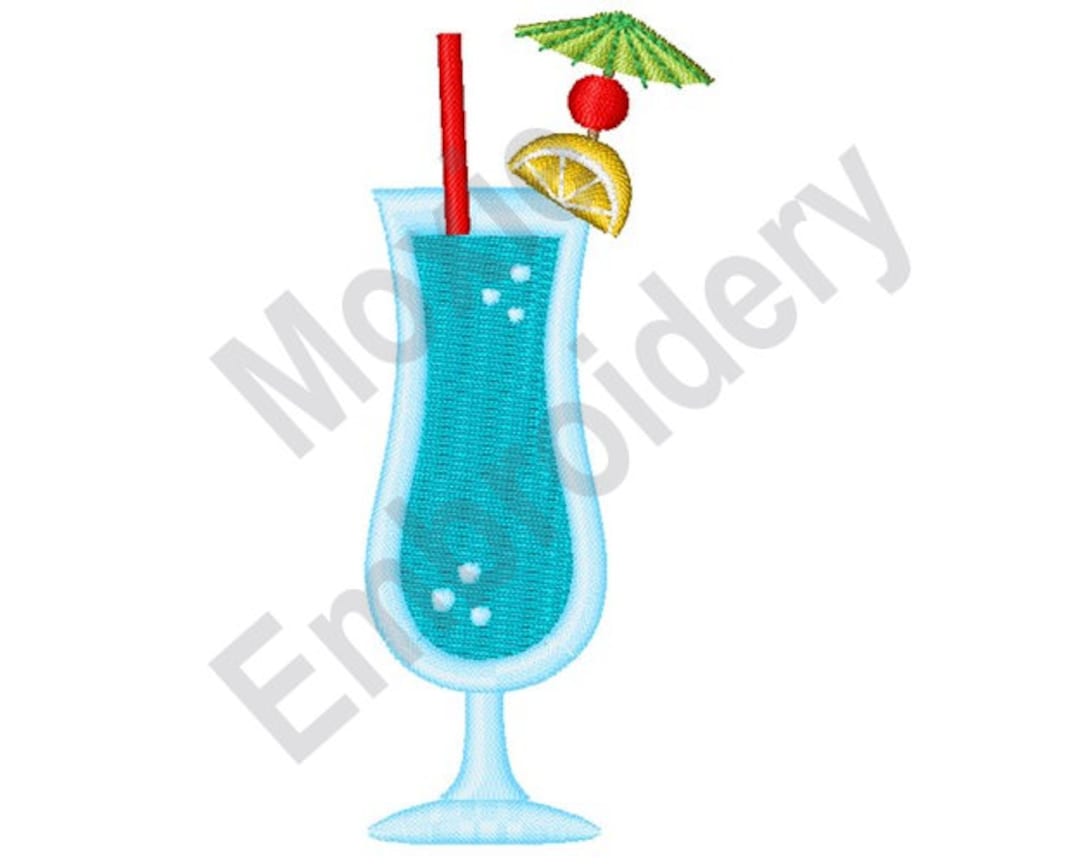 Tropical Drink - Machine Embroidery Design, Blue Hawaii Cocktail ...