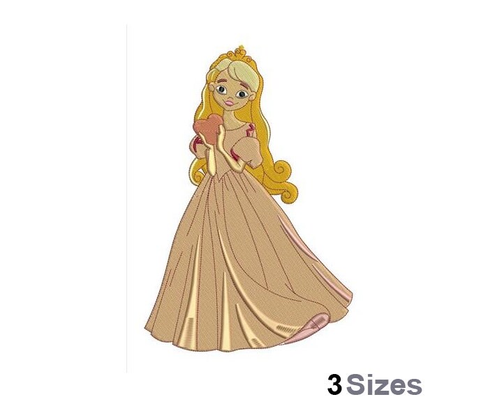 Princess - Machine Embroidery Design - 3 Sizes, Blonde Princess Holding ...
