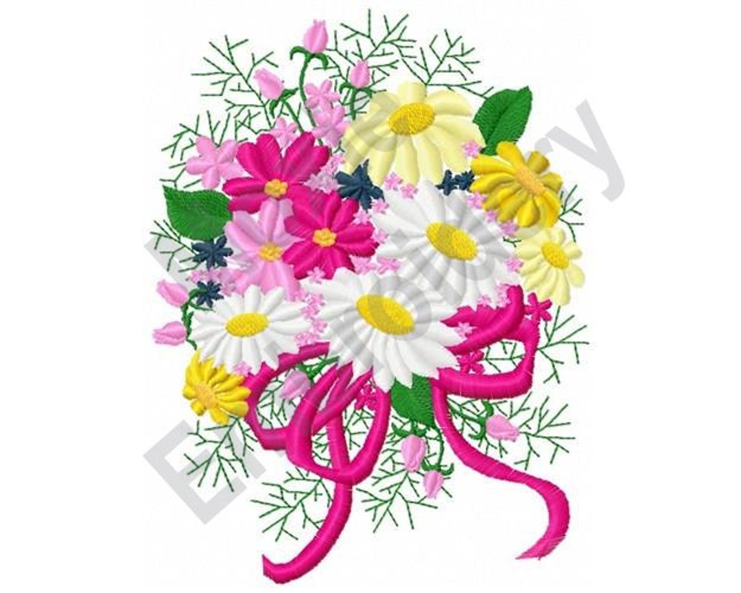 Daisy Bouquet - Machine Embroidery Design, Wedding Flowers Embroidery ...