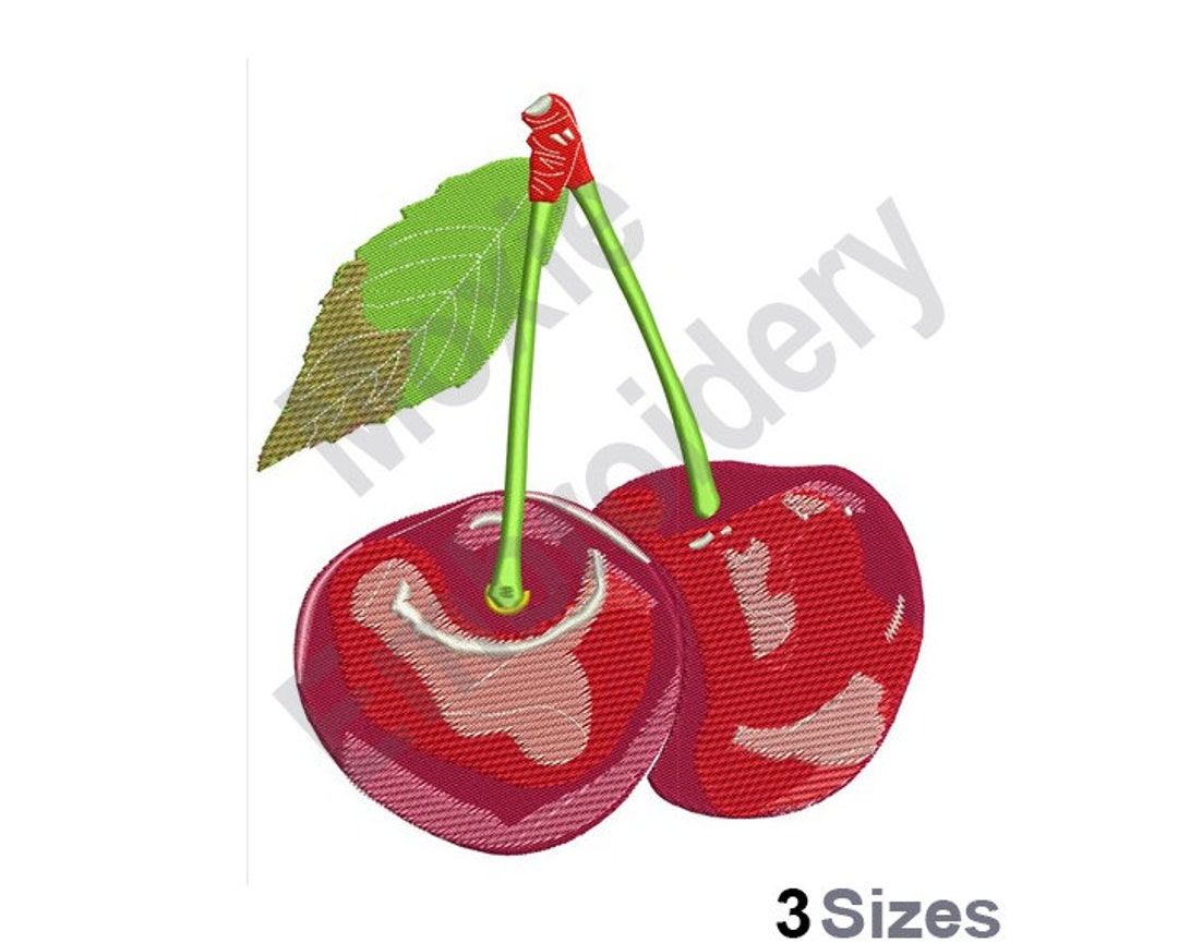Cherries - Machine Embroidery Design - 3 Sizes, Red Cherry Fruits With ...