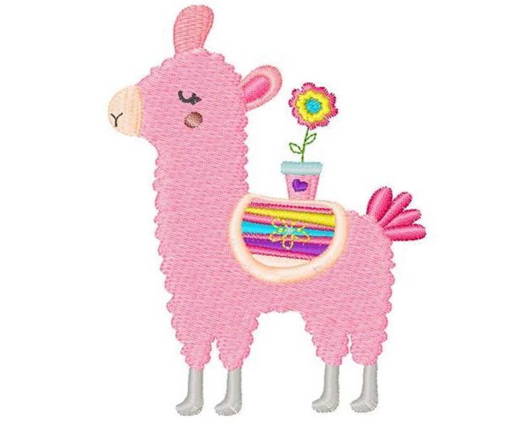 Pink Springtime Llama - Machine Embroidery Design - Etsy