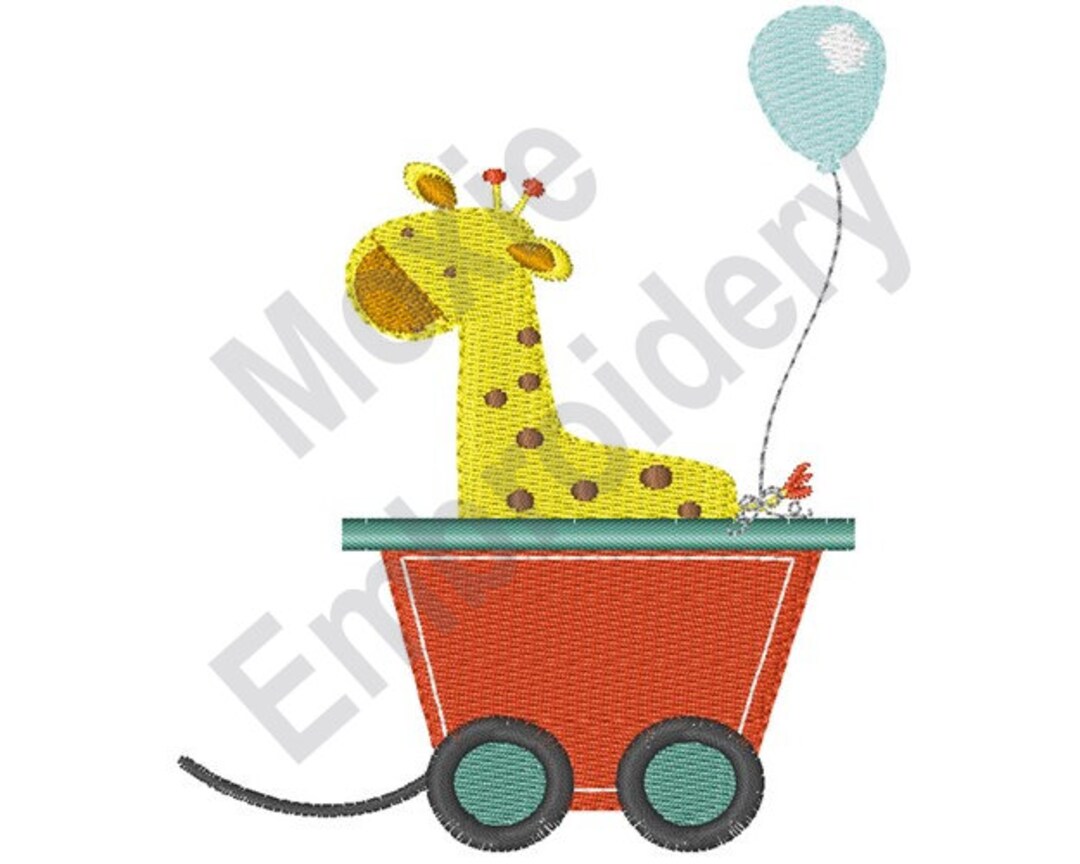 Train Car Giraffe Machine Embroidery Design, Toy Train Design, Toy Cart ...