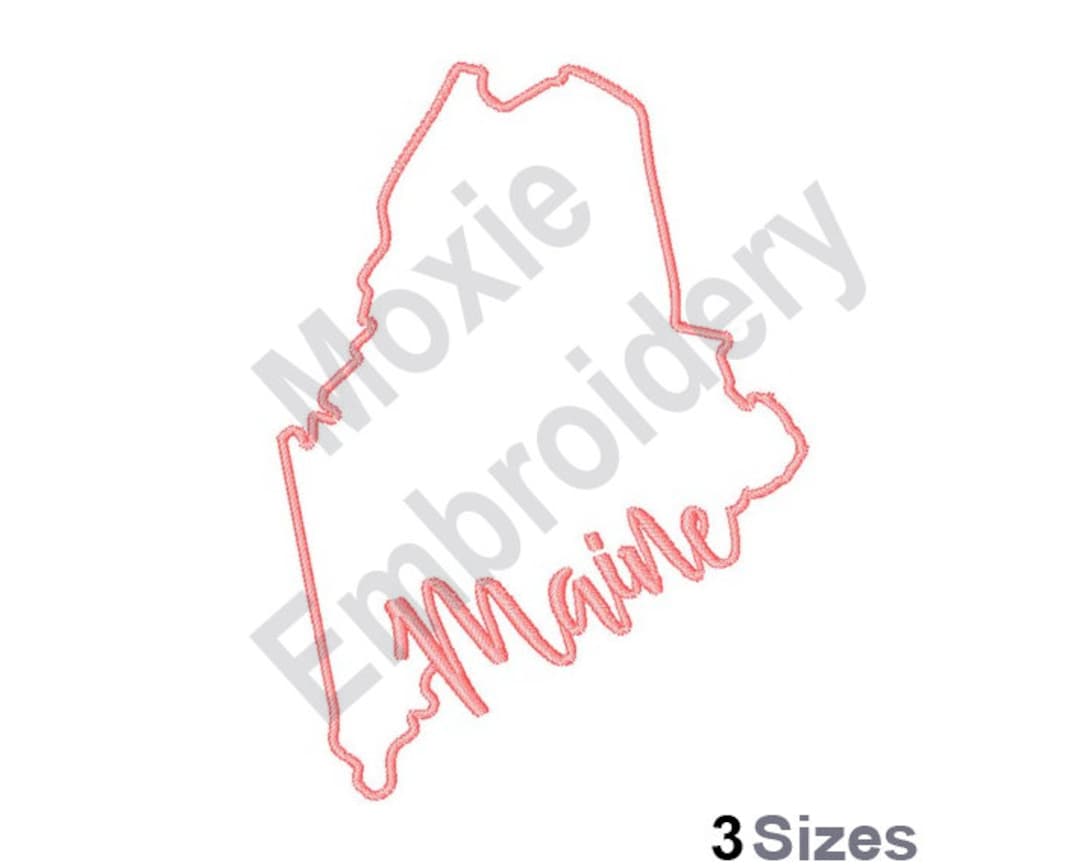Maine State Map - Machine Embroidery Design, Maine State Outline ...
