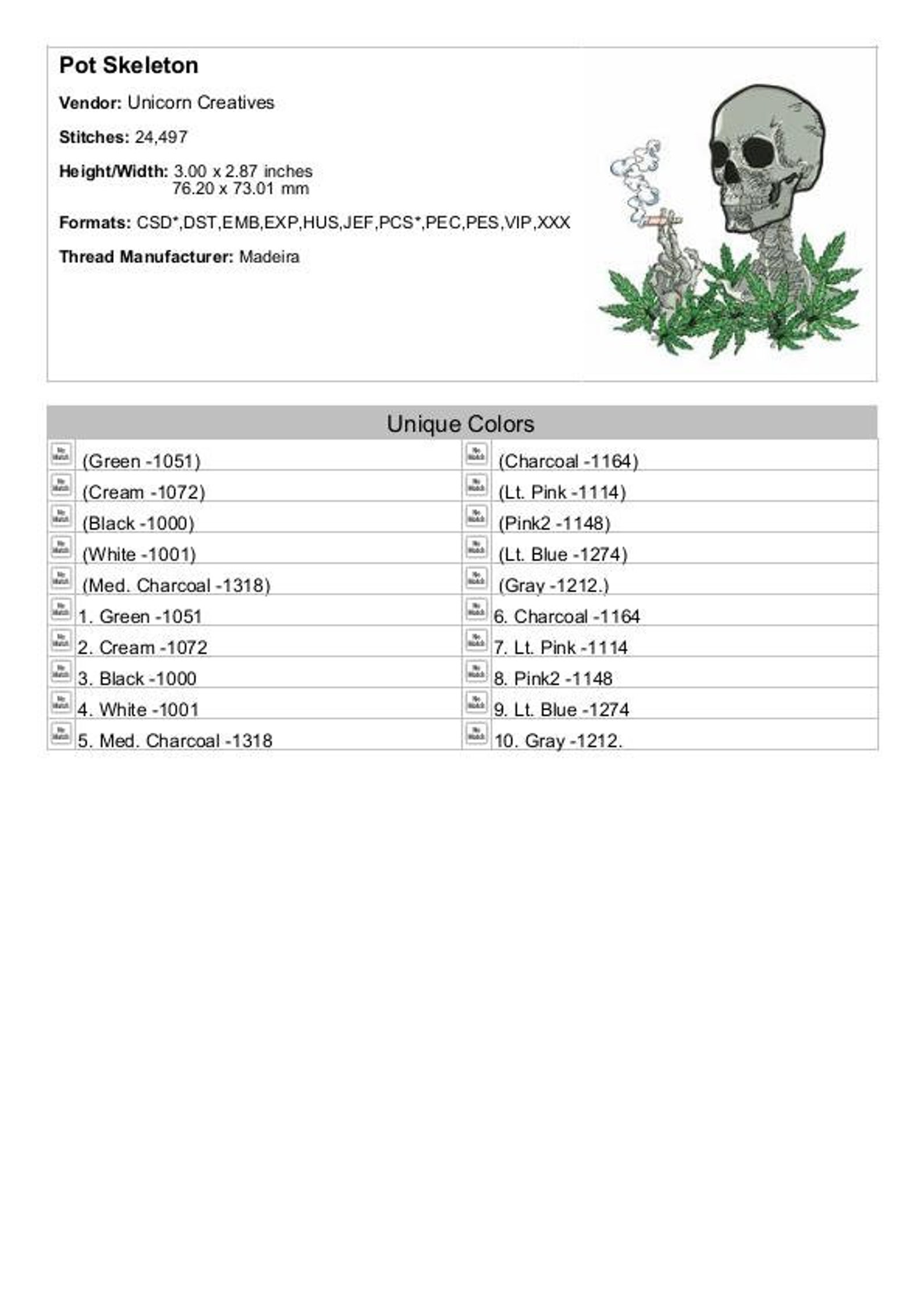 Pot Skeleton - Machine Embroidery Design - 3 Sizes, Smoking Skeleton ...