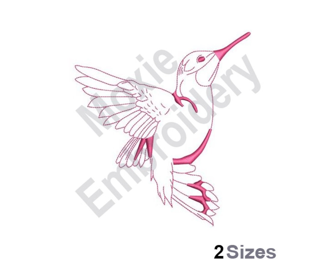 Purple Hummingbird Outline - Machine Embroidery Design - 2 Sizes ...
