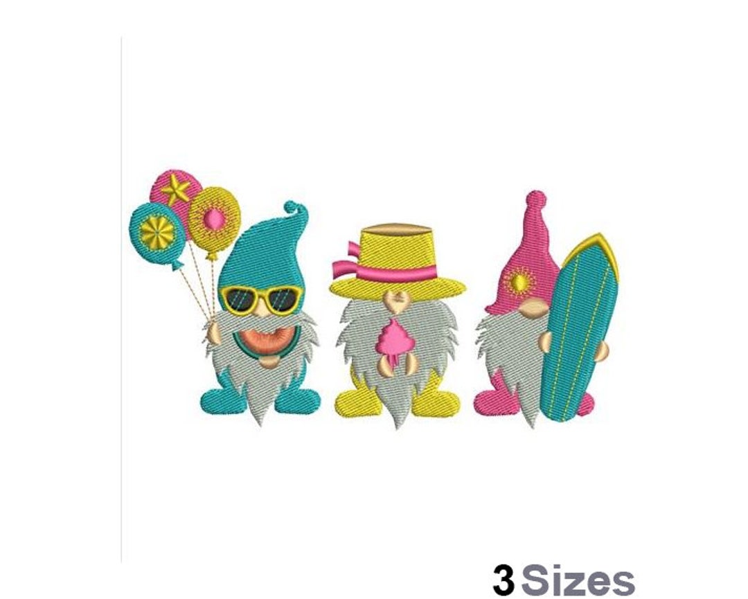 Summer Gnomes - Machine Embroidery Design - 3 Sizes, Party Balloons ...