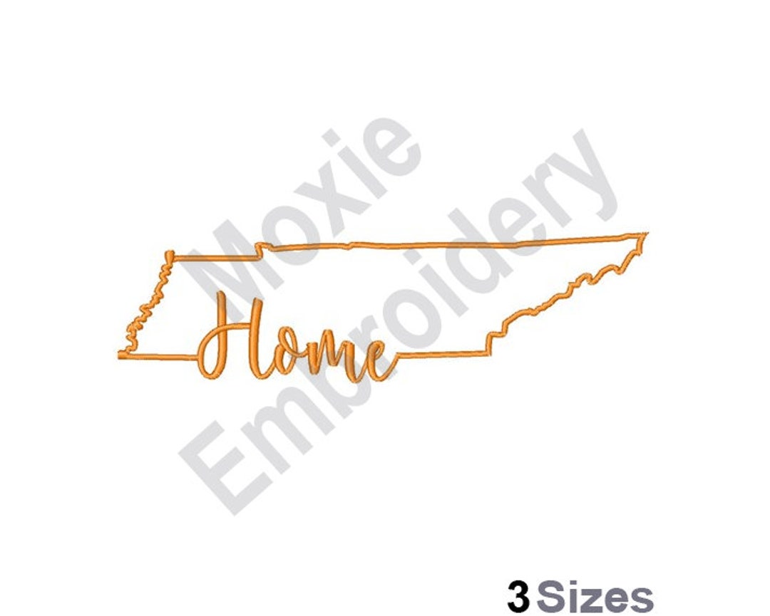 Tennessee Home - Machine Embroidery Design, Tennessee Map Outline ...