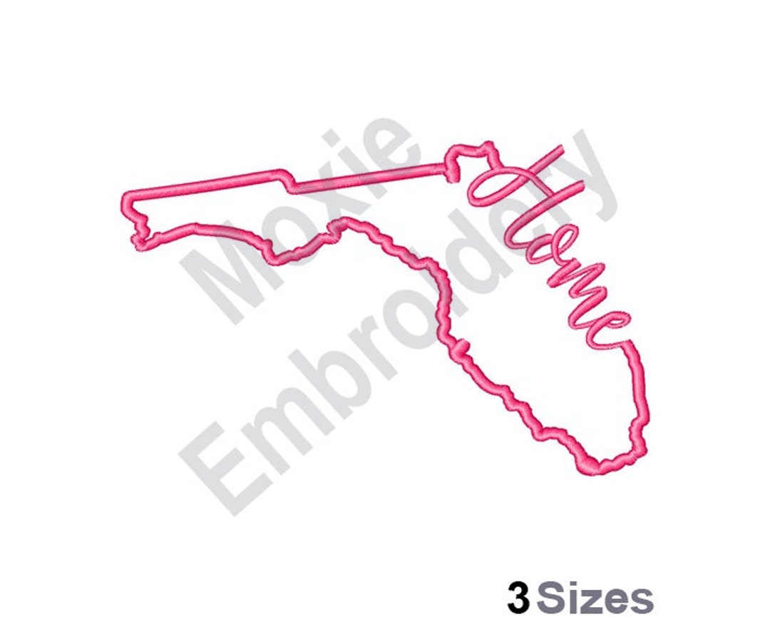 Florida Home - Machine Embroidery Design, Florida State Map Outline ...