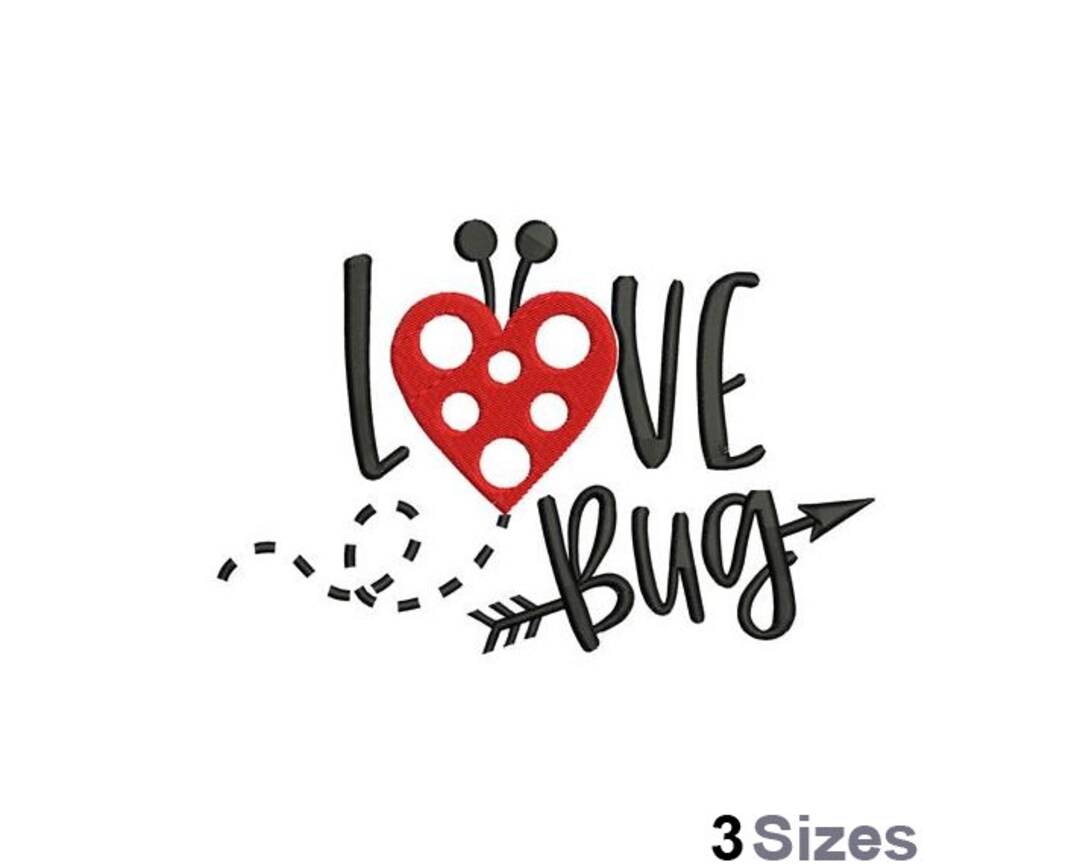 Love Bug - Machine Embroidery Design - 3 Sizes, Heart Shaped Bug ...