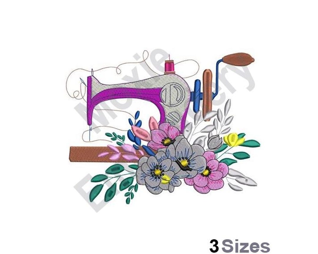 Floral Sewing Machine - Machine Embroidery Design - 3 Sizes, Treadle ...