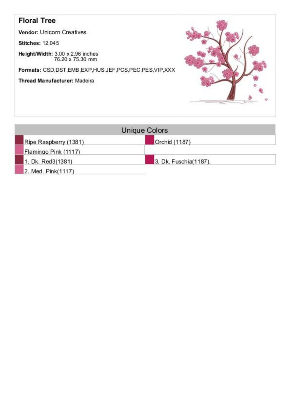 Flowering Tree - Machine Embroidery Design - 3 Sizes, Blossoming Tree ...