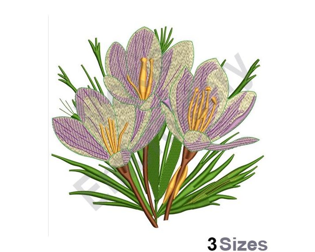 Crocus Flowers - Machine Embroidery Design - 3 Sizes, Violet Crocus ...