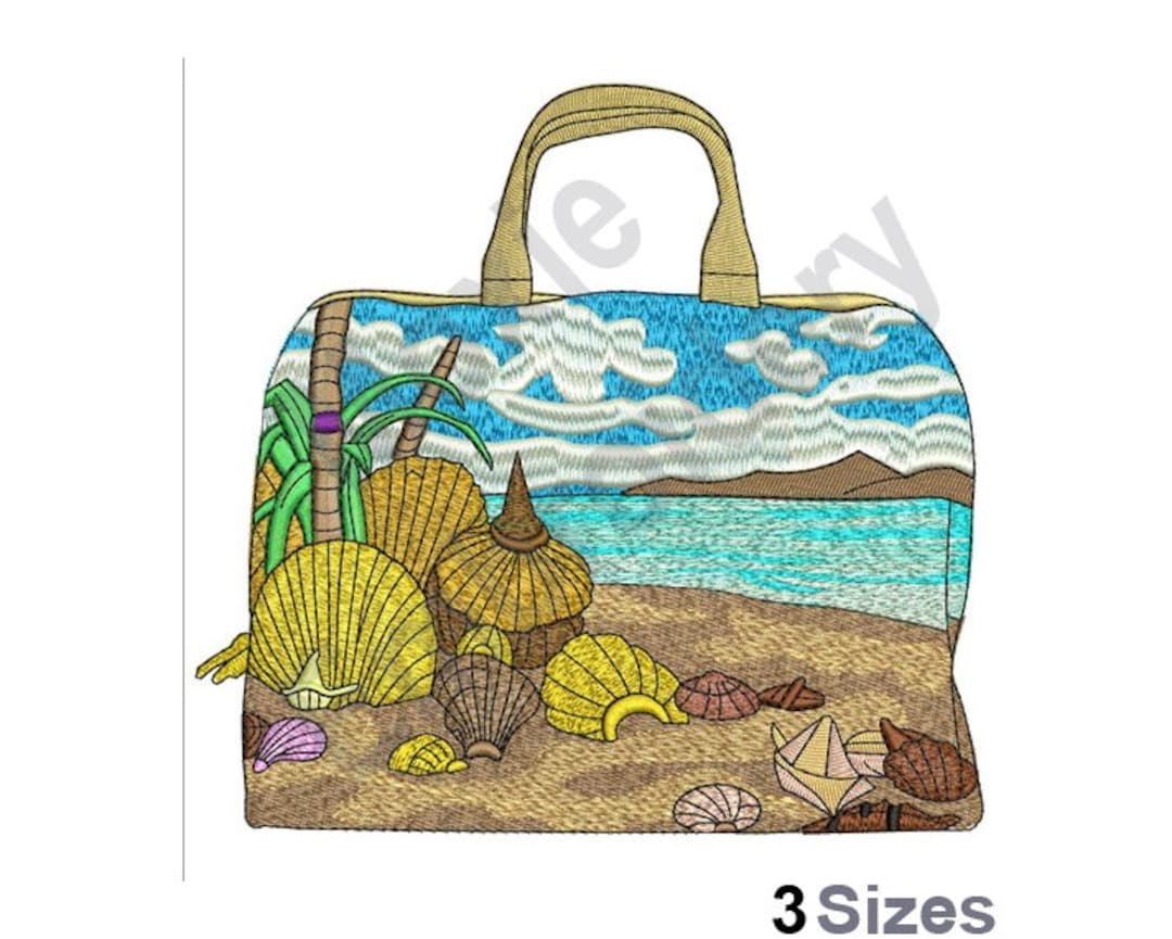 Beach Bag - Machine Embroidery Design - 3 Sizes, Ocean Scene Tote Bag ...