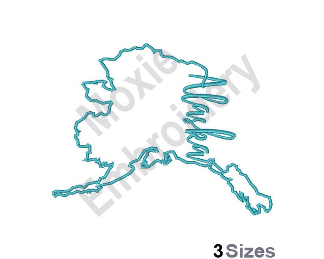 Alaska State Map - Machine Embroidery Design, Alaska State Outline ...