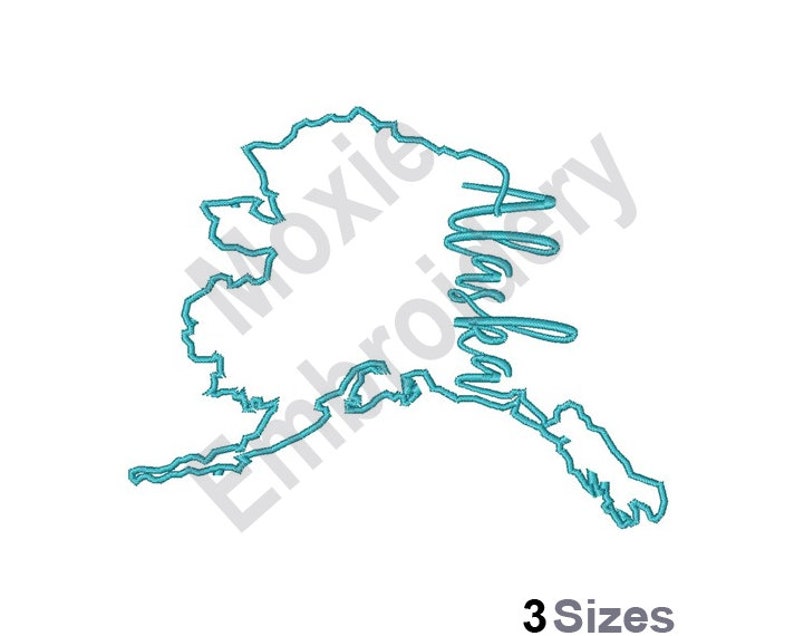 Alaska State Map Machine Embroidery Design Alaska State - Etsy