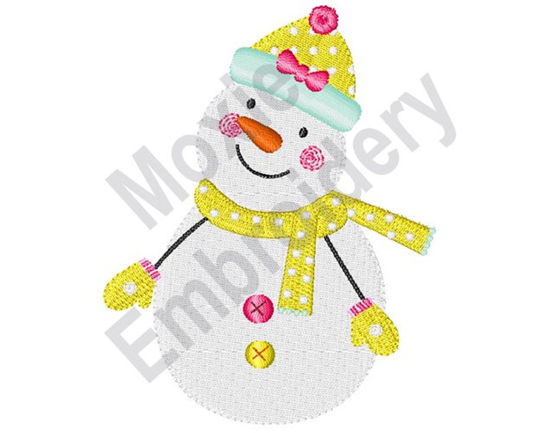 Yellow Snowman Machine Embroidery Design Dressed Snowman - Etsy