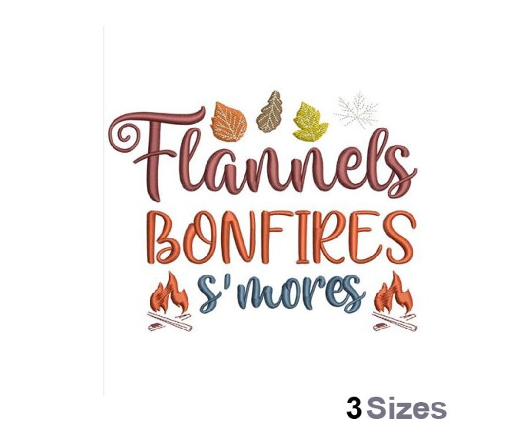 Flannels Bonfires S'mores - Machine Embroidery Design - 3 Sizes ...