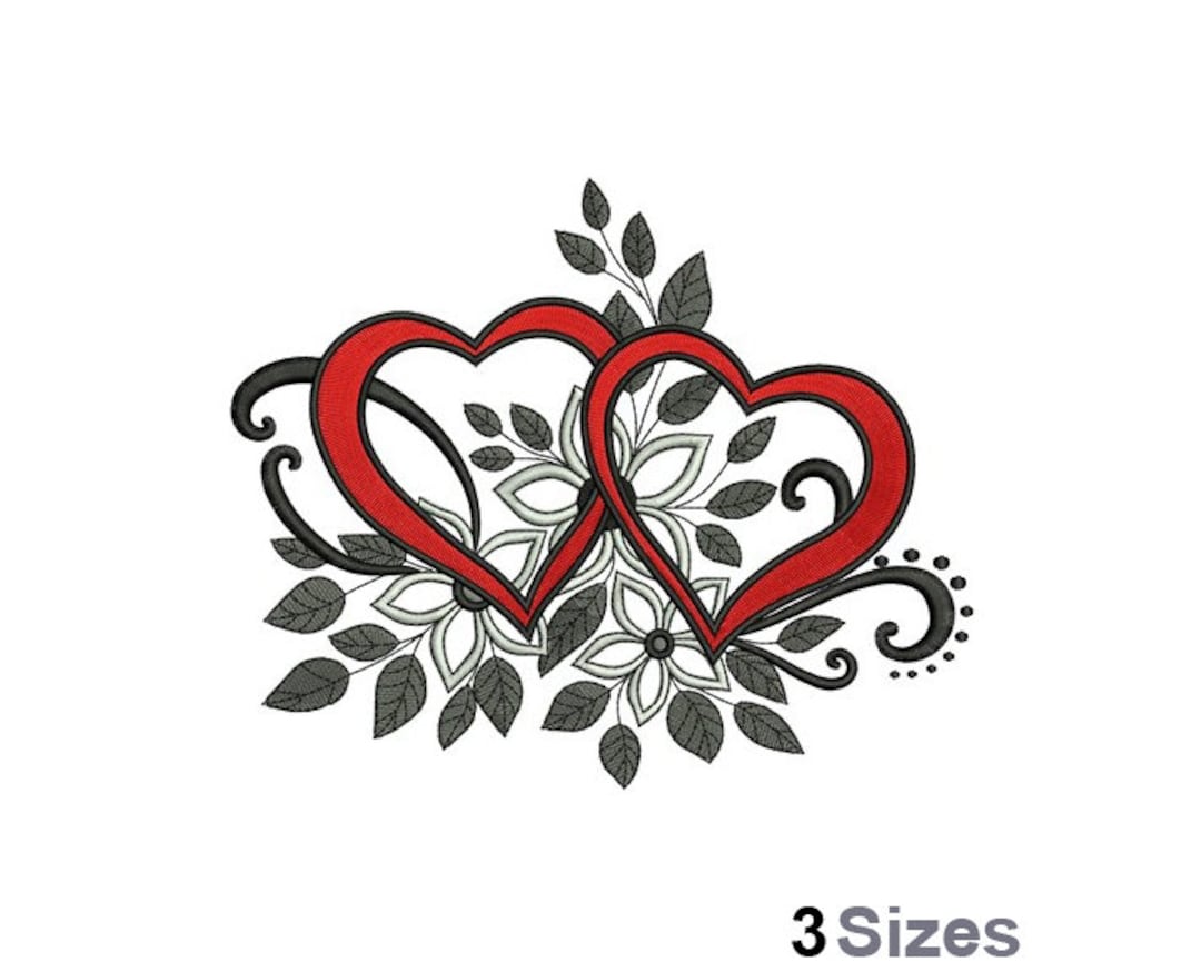 Two Hearts Intertwined - Machine Embroidery Design - 3 Sizes, Loving ...