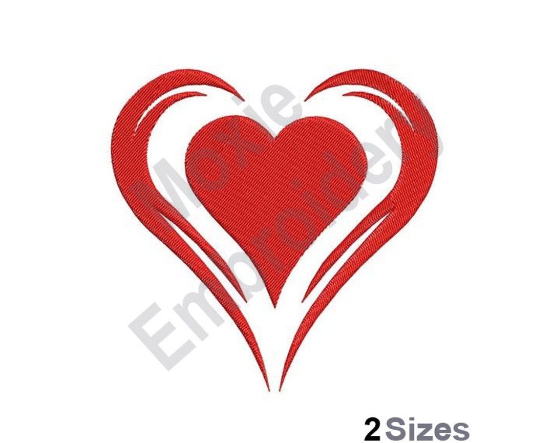 Stylized Heart - Machine Embroidery Design - 2 Sizes, Heart Outline ...