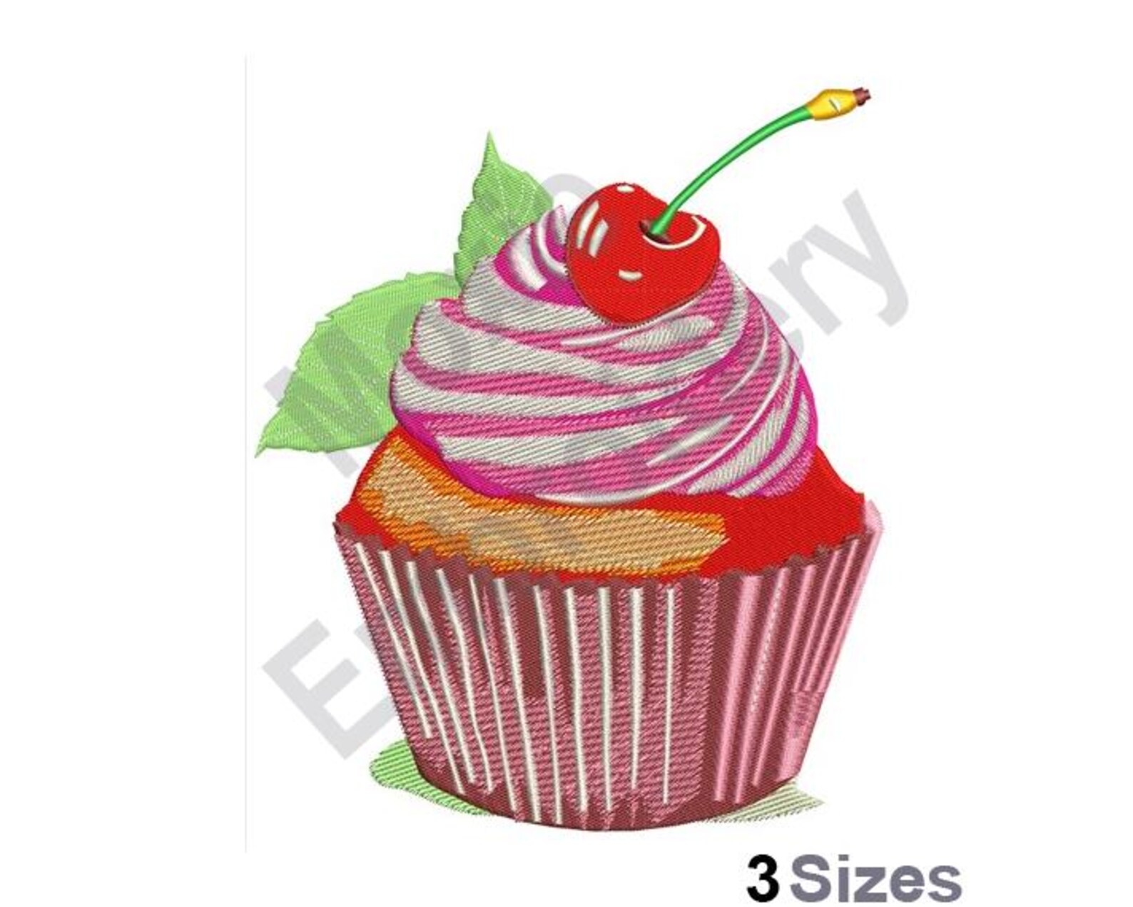 Cherry Cupcake - Machine Embroidery Design - 3 Sizes, Cherry Cupcake ...