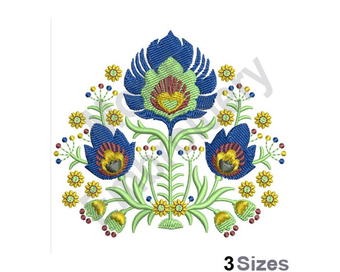 Folk Art Blooms - Machine Embroidery Design, Floral Arrangement ...