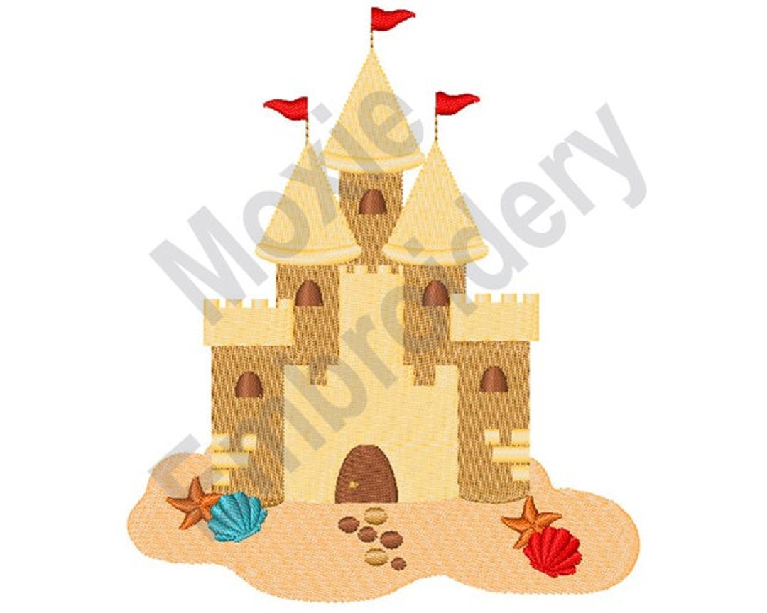 Sand Castle Machine Embroidery Design, Sandcastle Embroidery Pattern ...