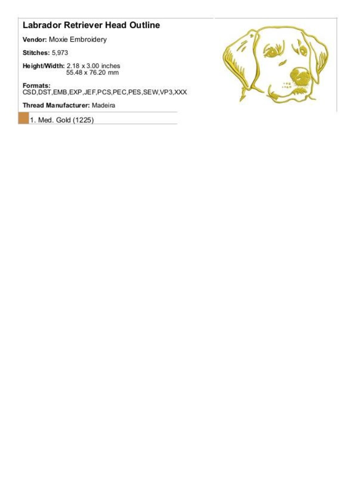 Labrador Retriever Head Machine Embroidery Design Labrador - Etsy