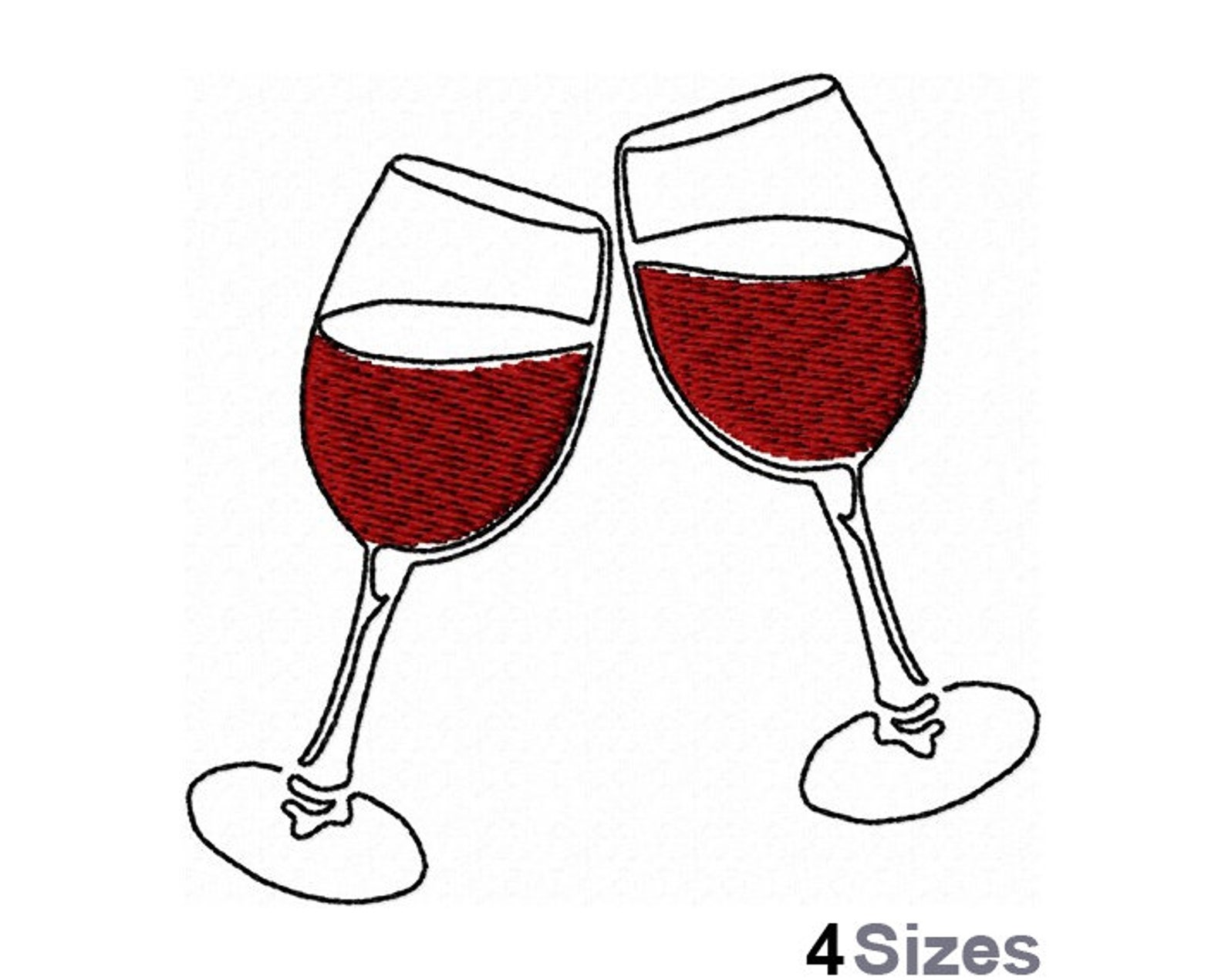 Toasting Wine Glasses - Machine Embroidery Design - 4 Sizes, Red Wine ...