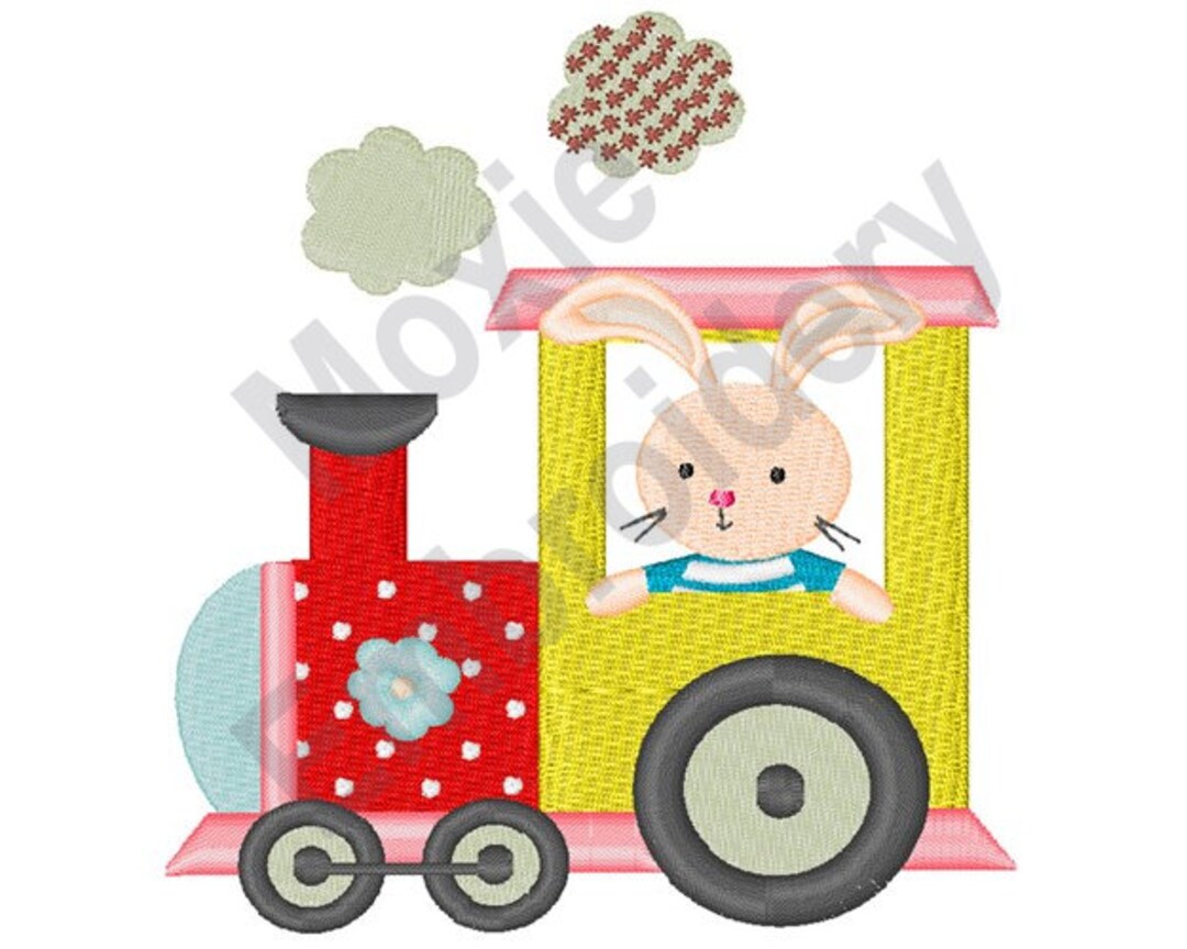Bunny Train Machine Embroidery Design, Toy Locomotive Embroidery ...
