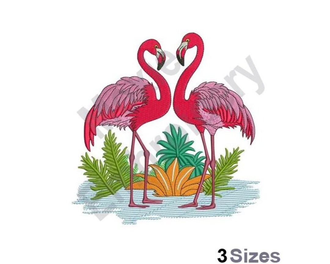 Pink Flamingos - Machine Embroidery Design - 3 Sizes, Flamingo Couple ...