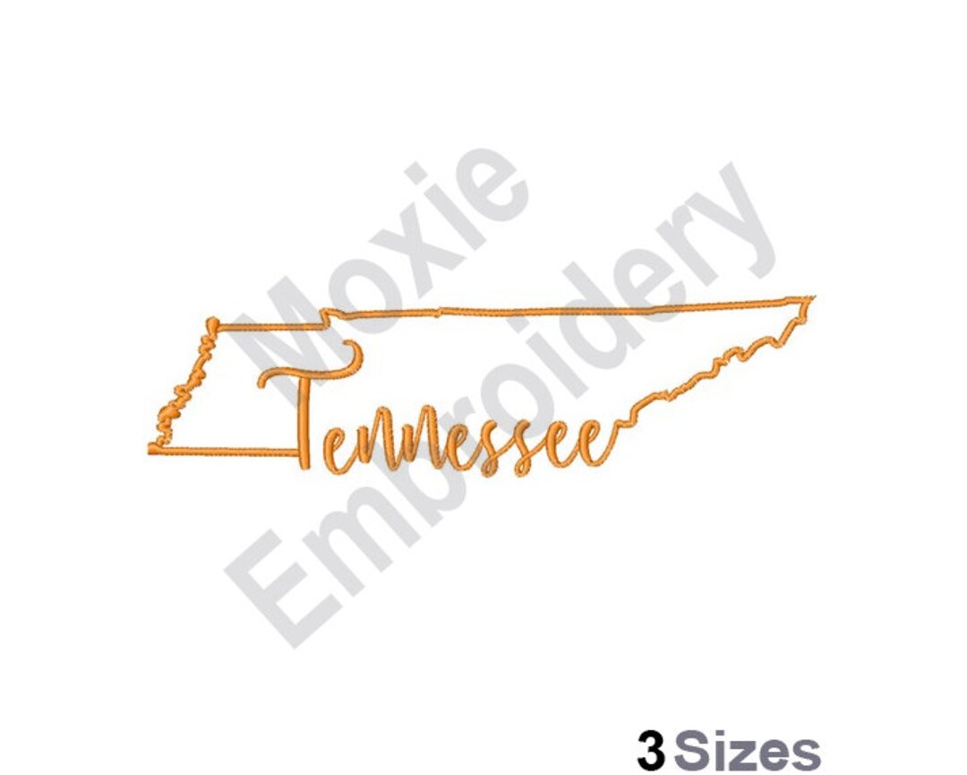 Tennessee State Map - Machine Embroidery Design, Tennessee Map Outline ...