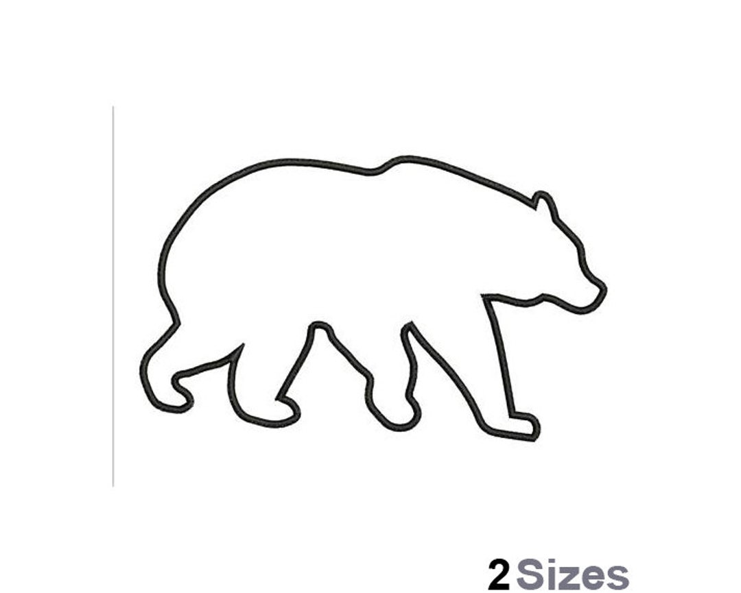 Outline Bear - Machine Embroidery Design - 2 Sizes, Black Bear Applique ...