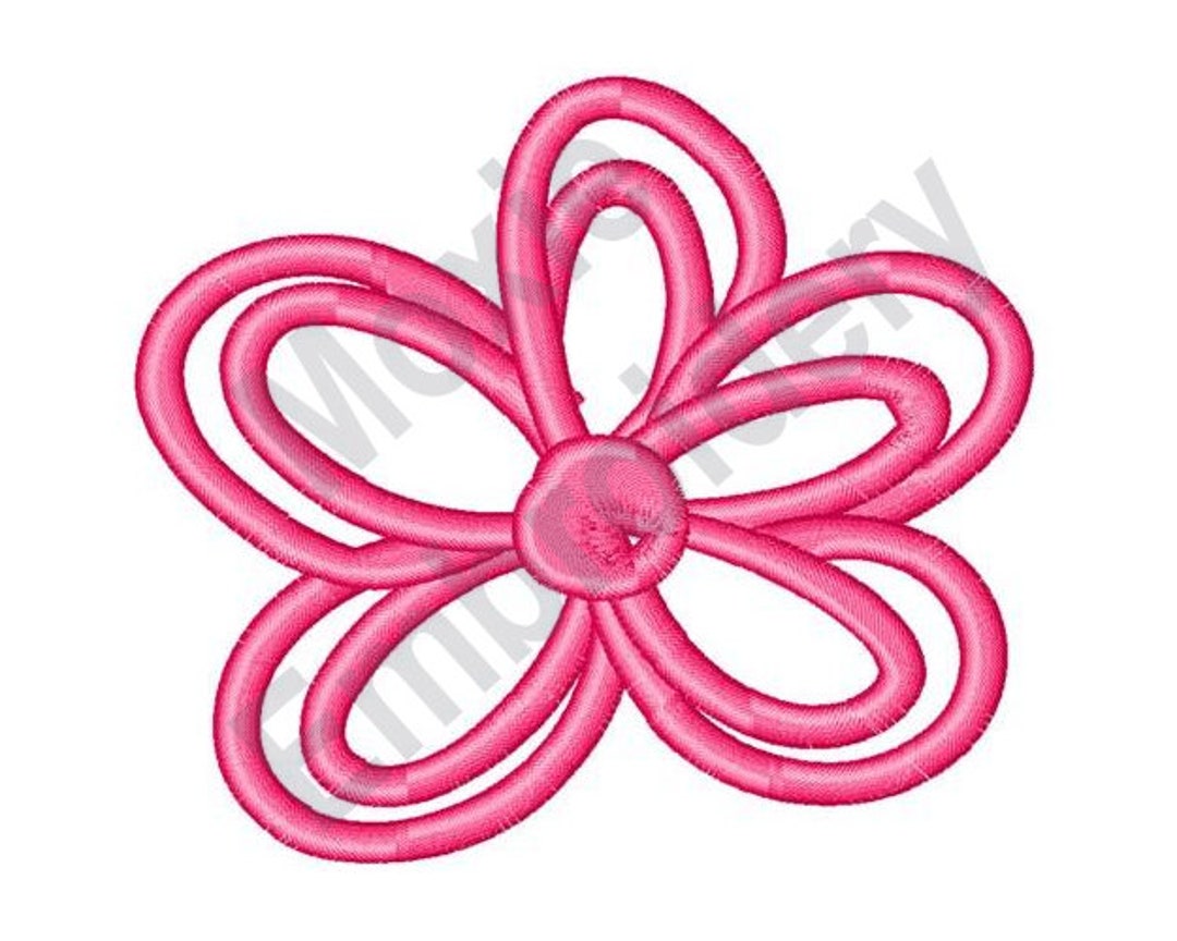 Pink Flower Outline Machine Embroidery Design, Floral Outline ...