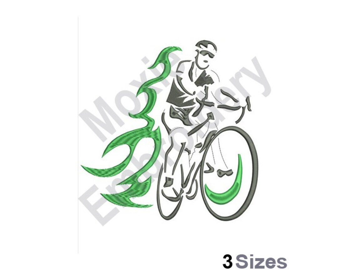 Cyclist - Machine Embroidery Design - 3 Sizes, Male Biker Embroidery ...