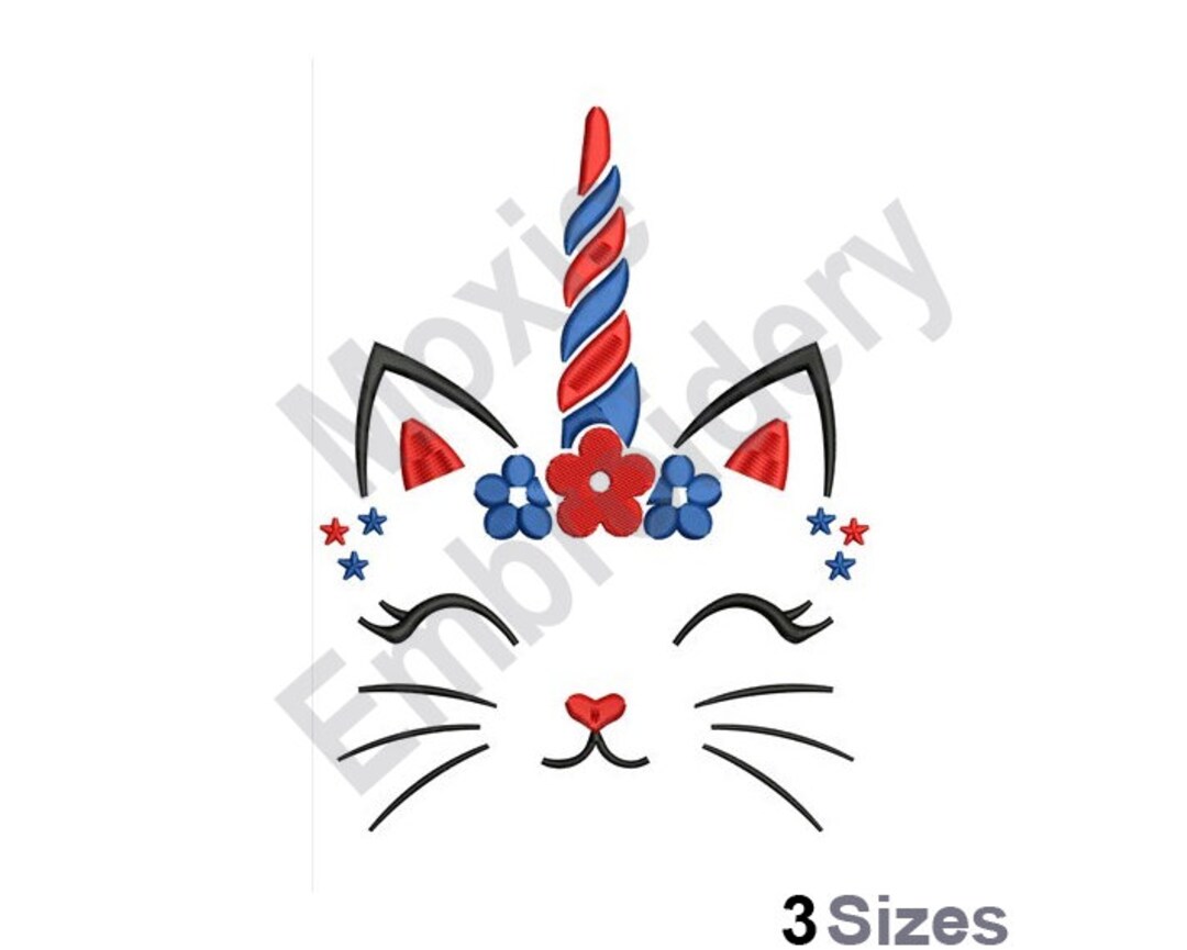 Unicorn Cat - Machine Embroidery Design - 3 Sizes, Unicorn Outline ...