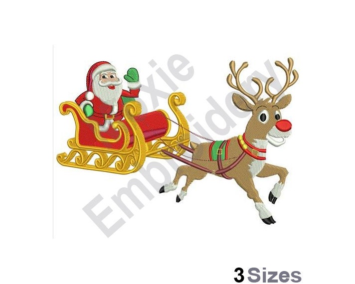 Santa & Rudolph - Machine Embroidery Design - 3 Sizes - Etsy