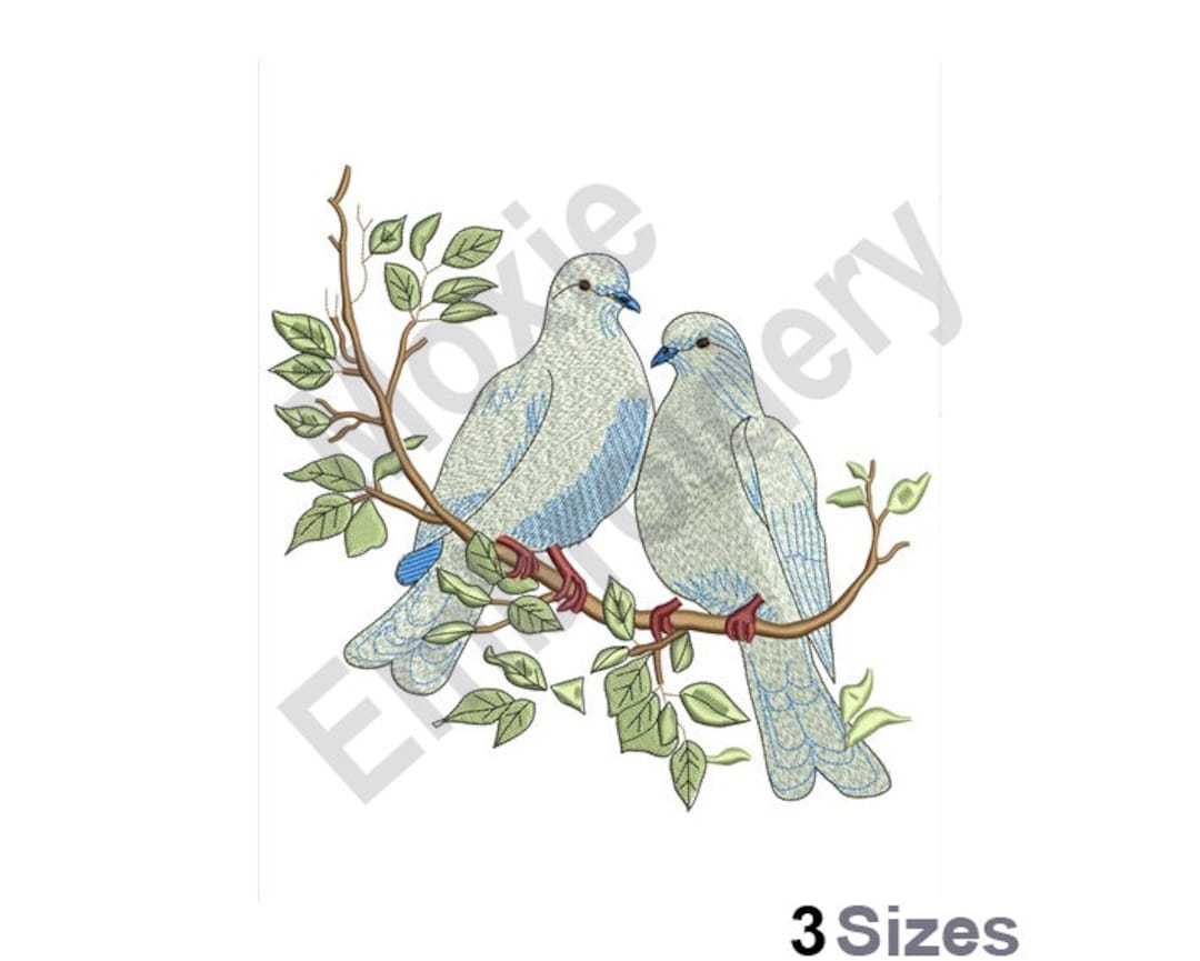 Wedding Doves on Tree Branch - Machine Embroidery Design - 3 Sizes ...