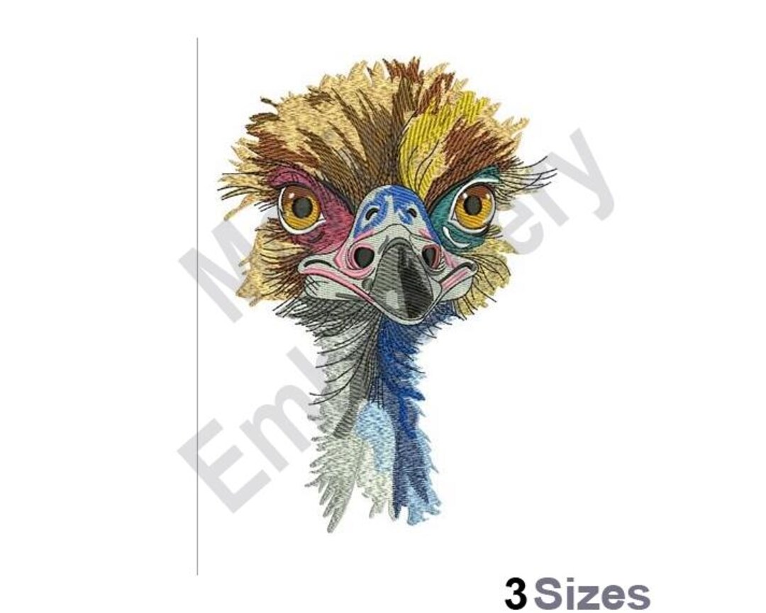 Ostrich Head - Machine Embroidery Design - 3 Sizes, Bird Head ...
