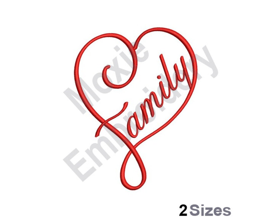 Family Love - Machine Embroidery Design, Heart Outline Embroidery ...