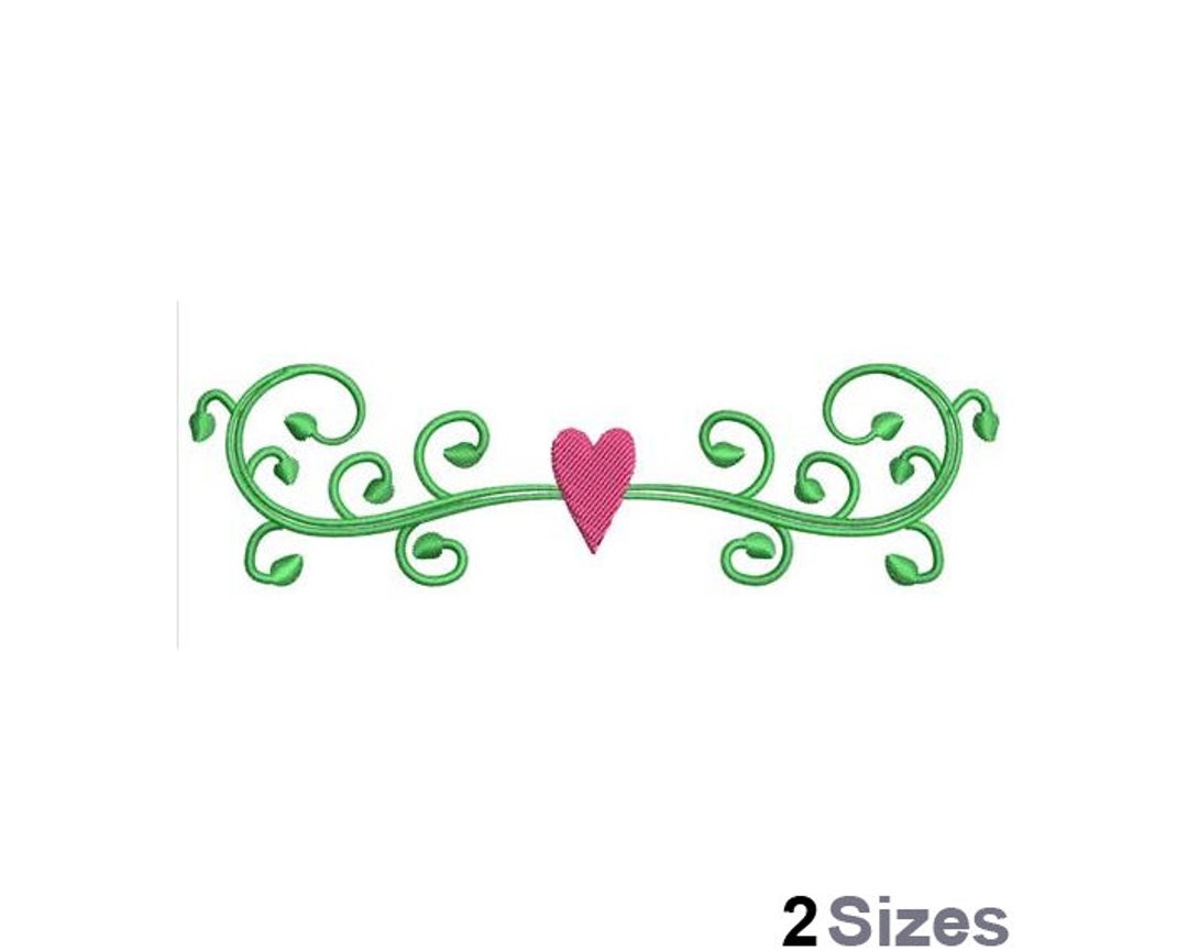 Vine Border With Heart - Machine Embroidery Design - 2 Sizes, Vine ...