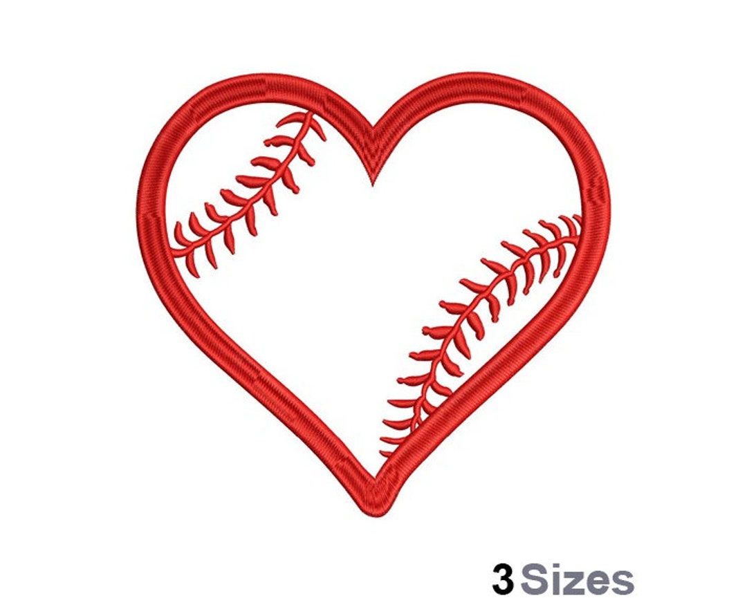Baseball Heart - Machine Embroidery Design - 3 Sizes, I Love Baseball ...