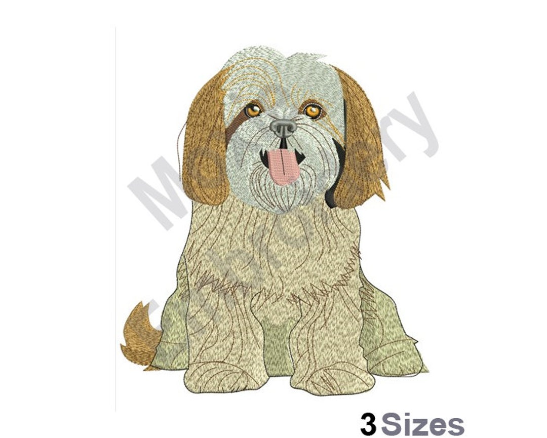 Shih Tzu - Machine Embroidery Design - 3 Sizes, Sitting Shi Tzu Puppy ...