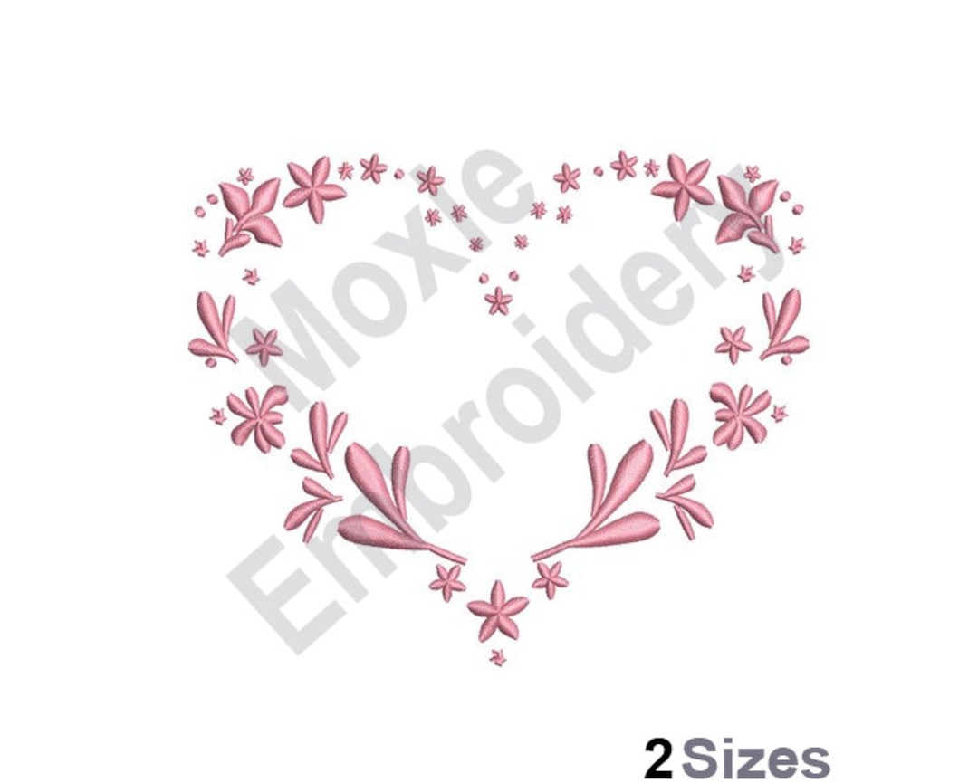 Floral Heart Outline - Machine Embroidery Design, Flowers Love Heart ...
