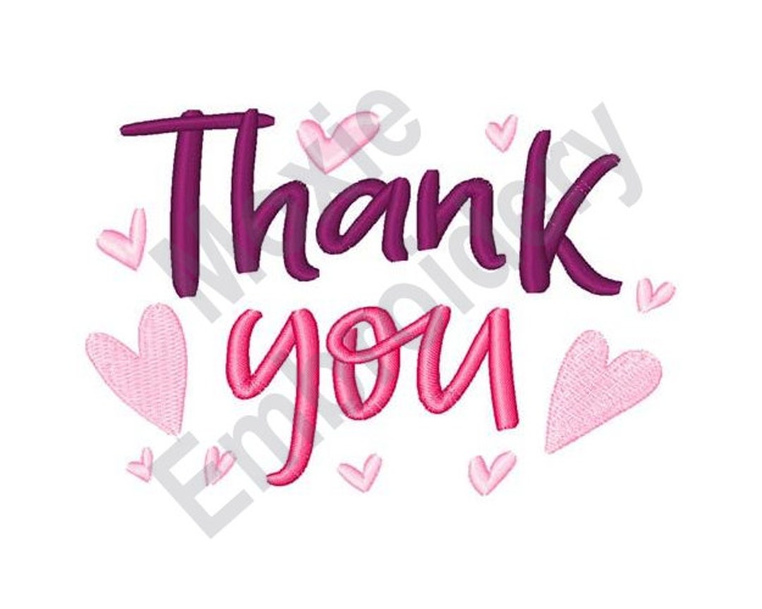 Thank You - Machine Embroidery Design, Love Hearts Embroidery Pattern ...